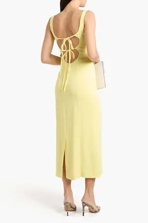 Another Tomorrow Tie-back Cady Midi Dress - Pastel Yellow