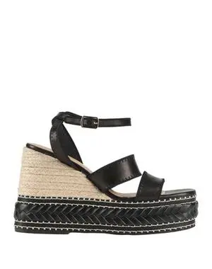 CastaÑer Leather Espadrille Sandals - Black