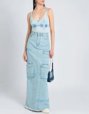 Gcds Denim Flared Skirt