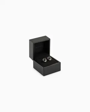 Giorgio Armani Sterling Silver Cufflinks With A Coloured Crystal