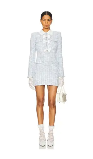 SELF-PORTRAIT Check Collared Knit Mini Dress