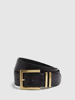 REISS Brompton Leather Belt - Black