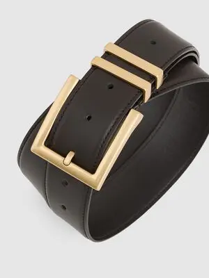 REISS Brompton Leather Belt - Chocolate