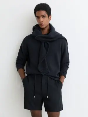 REISS Textured Drawstring Shorts - Navy