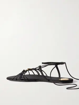 Saint Laurent Babylone Leather Sandals - Black