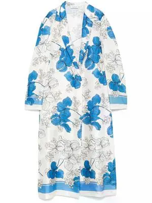 P.a.r.o.s.h Floral-print Long Coat - White