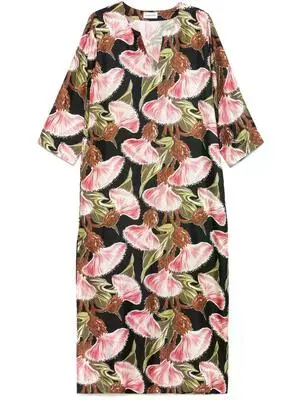 P.a.r.o.s.h Floral-print Maxi Dress - Black