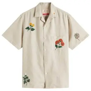 Portuguese Flannel Spring 3 Embroidered Vacation Shirt Natural