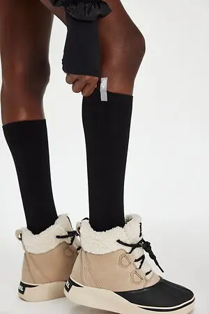 Free People Tapped Out Tab Tall Socks - Black
