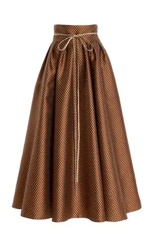 Rosie Assoulin Tie-belted Satin Midi Skirt - Brown