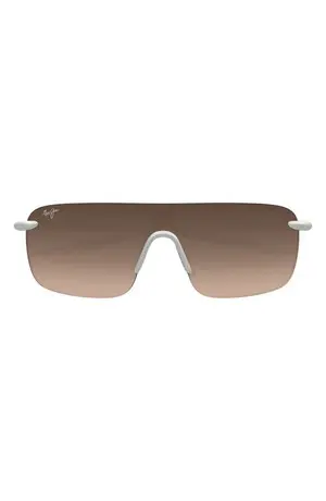 Maui Jim Palulu 99mm Oversize Shield Sunglasses - Metal Matte Platinum/ Bronze
