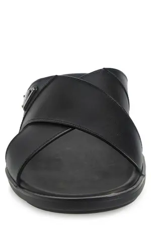 Prada Criss-cross Leather Slide Sandal - Nero