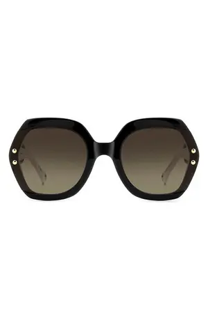 Carolina Herrera 61mm Geometric Sunglasses - Black White/ Brown Sf