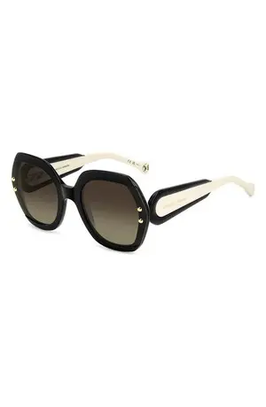 Carolina Herrera 61mm Geometric Sunglasses - Black White/ Brown Sf