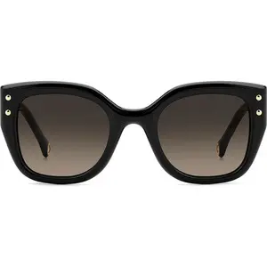 Carolina Herrera 51mm Square Sunglasses - Black Pink/ Brown Sf