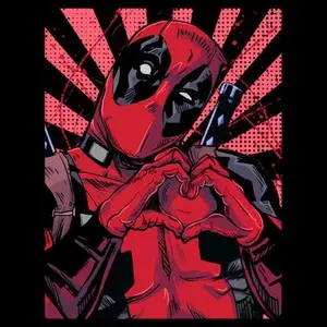 MARVEL Deadpool Hand Heart Poster Graphic T-shirt - Black
