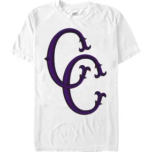 CROOKS & CASTLES Purple Initials Logo Graphic T-shirt - White
