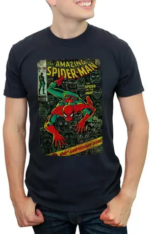 MARVEL: SPIDER-MAN Marvel Spider-man The Amazing Spider-man Classic Comic Book Cover Graphic T-shirt