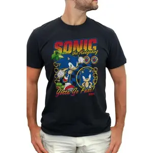 SONIC THE HEDGEHOG Gotta Go Fast Distressed Short Sleeve Graphic T-shirt - Black