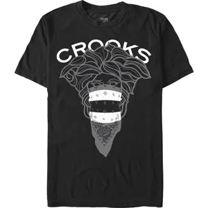 CROOKS & CASTLES Medusa And White Effect Short Sleeve Graphic T-shirt - Black