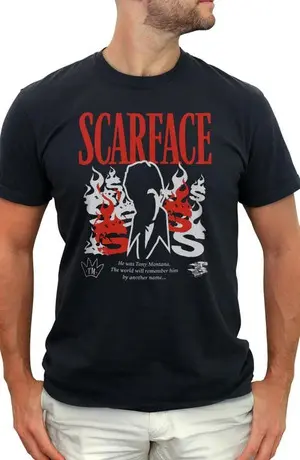 SCARFACE The World Will Remember Him Silhouette Short Sleeve Graphic T-shirt