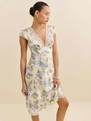 REFORMATION Florence Silk Midi Dress - Romantic