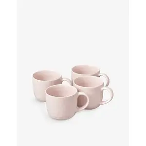 FABLE Stackable Ceramic Stoneware Mugs Set Of Four - Blush Pink