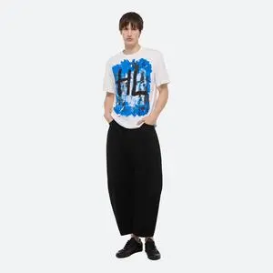 Helmut Lang Blue Scribble Logo Tee - White/blue