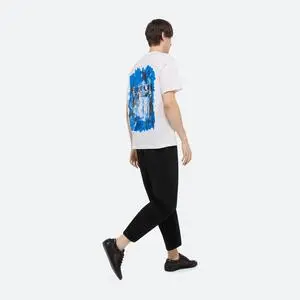 Helmut Lang Blue Scribble Logo Tee - White/blue