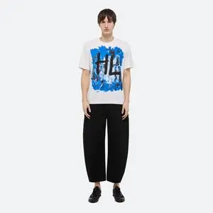 Helmut Lang Blue Scribble Logo Tee - White/blue