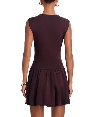 Aqua Ponte Bubble Mini Dress - Brown