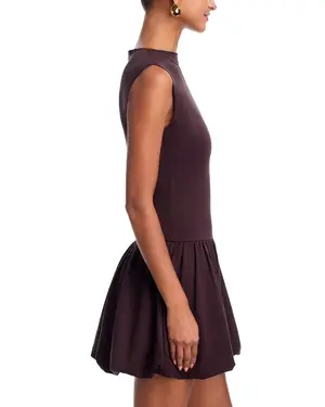 Aqua Ponte Bubble Mini Dress - Brown