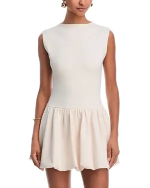 Aqua Ponte Bubble Mini Dress - Ivory