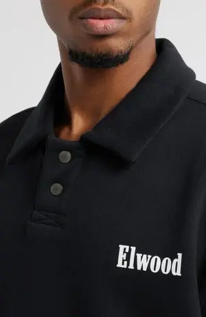 ELWOOD Heavyweight Fleece Polo Collar Sweatshirt - Coal