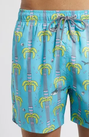 BOARDIES Atlantis Mid Length Swim Trunks - Blue