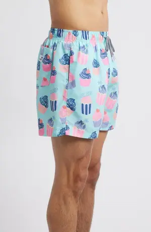 BOARDIES Celebrations Cupcake Print Swim Trunks - Blue