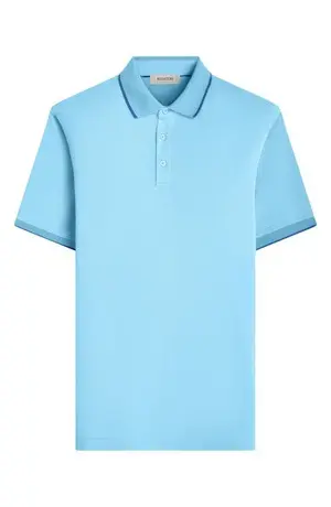 Bugatchi Tipped Piqué Polo - Turquoise