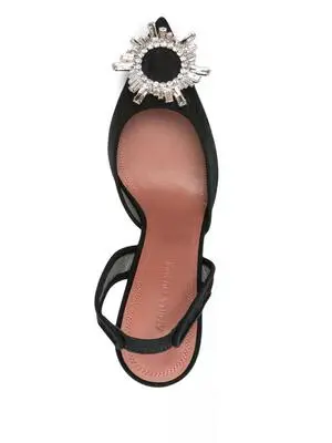 Amina Muaddi 90mm Begum Glass Slingback Pumps - Black