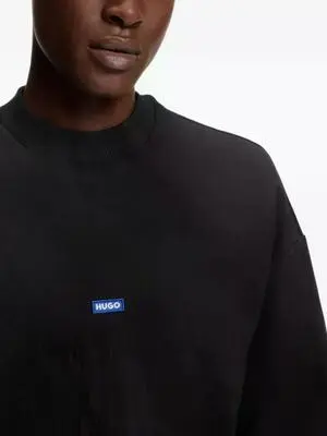Hugo Cotton-terry Sweatshirt With Logo Patch - Black