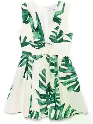 Raquel Diniz Leaf-print Mini Dress - White