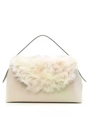 TOTEME Shearling Trim Tote - White