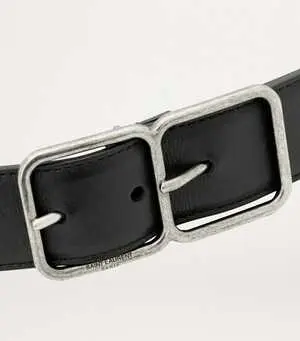 Saint Laurent Leather Double Boucle Cadre Belt