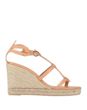 CastaÑer Leather Espadrille Wedge Sandals