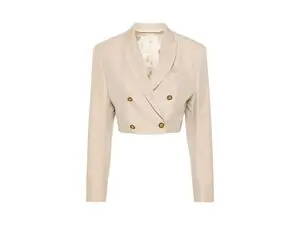 Palm Angels Button Detailed Crop Blazer - Beige