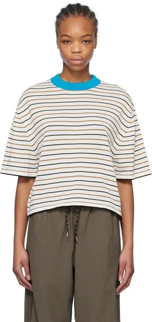 CORDERA Cordera Striped Cotton T-Shirt - Ceruleo