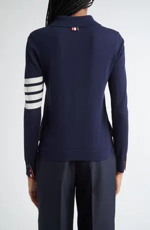 Thom Browne 4-bar Jersey Stitch Cardigan - Navy