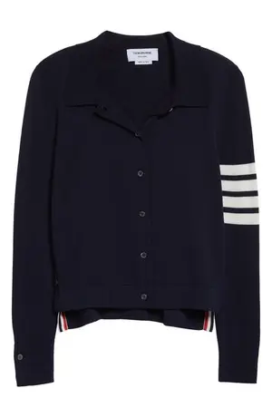Thom Browne 4-bar Jersey Stitch Cardigan - Navy