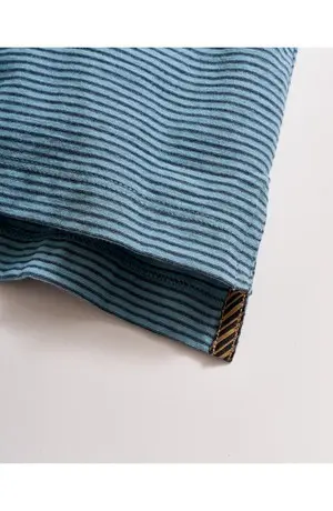 Billy Reid Pensacolo Stripe Polo - Steel Blue/ Carbon Blue