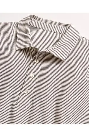 Billy Reid Pensacolo Stripe Polo - Tinted White/ Black