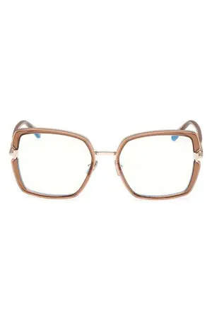 TOM FORD TOM FORD 55mm Square Optical Glasses Champagne Rose Gold/t Logo